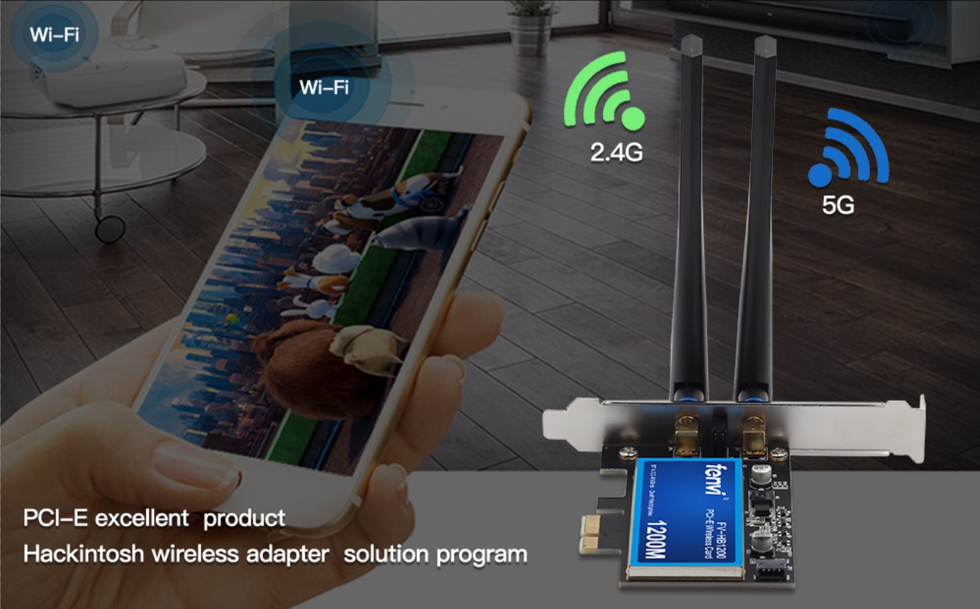 Fenvi FV-HB1200 Desktop Wireless AC1200 Wi-Fi Adapter - Newegg.com